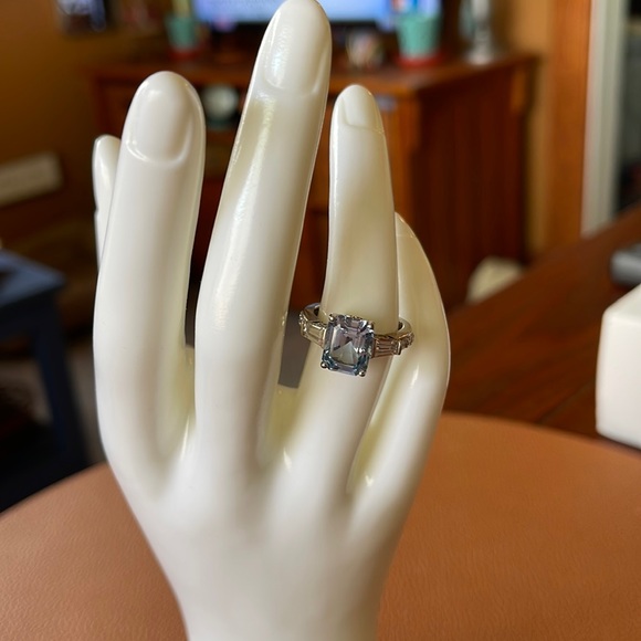 Jean Dousset | Jewelry | Jean Dousset Absolute Blue Topaz Emerald Cut ...